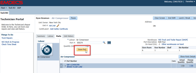 Tech RO: Technician Walkthrough