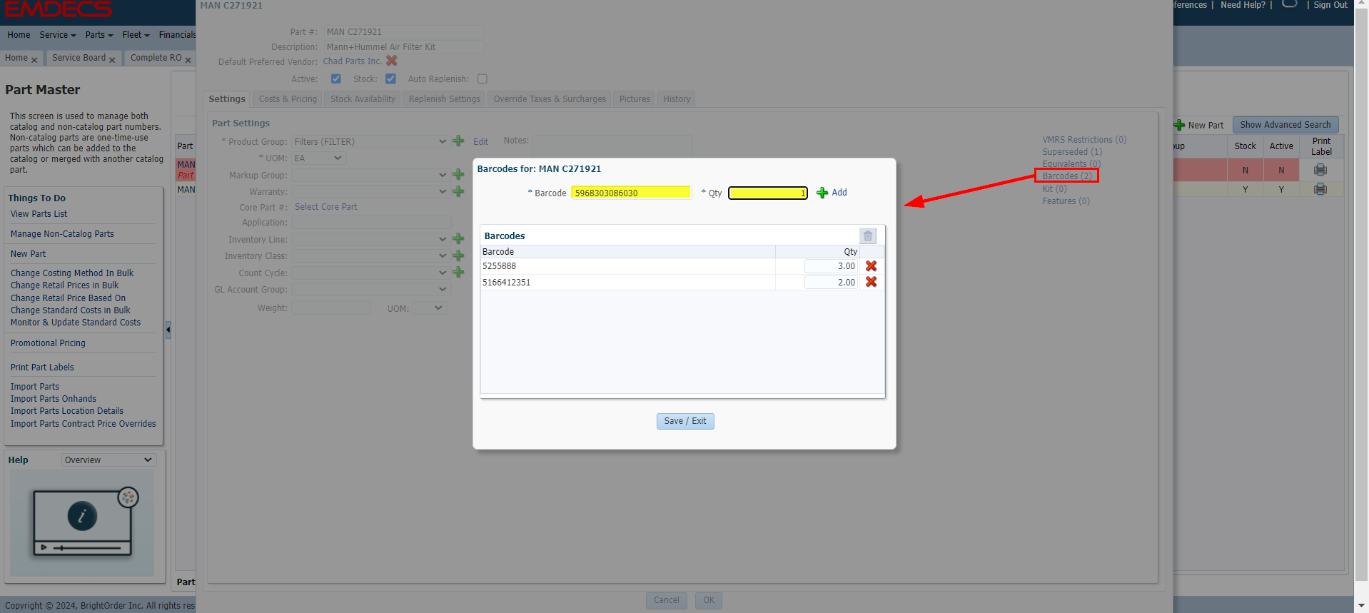 Using Vendor Barcodes (UPC Codes) to add Parts to ROs